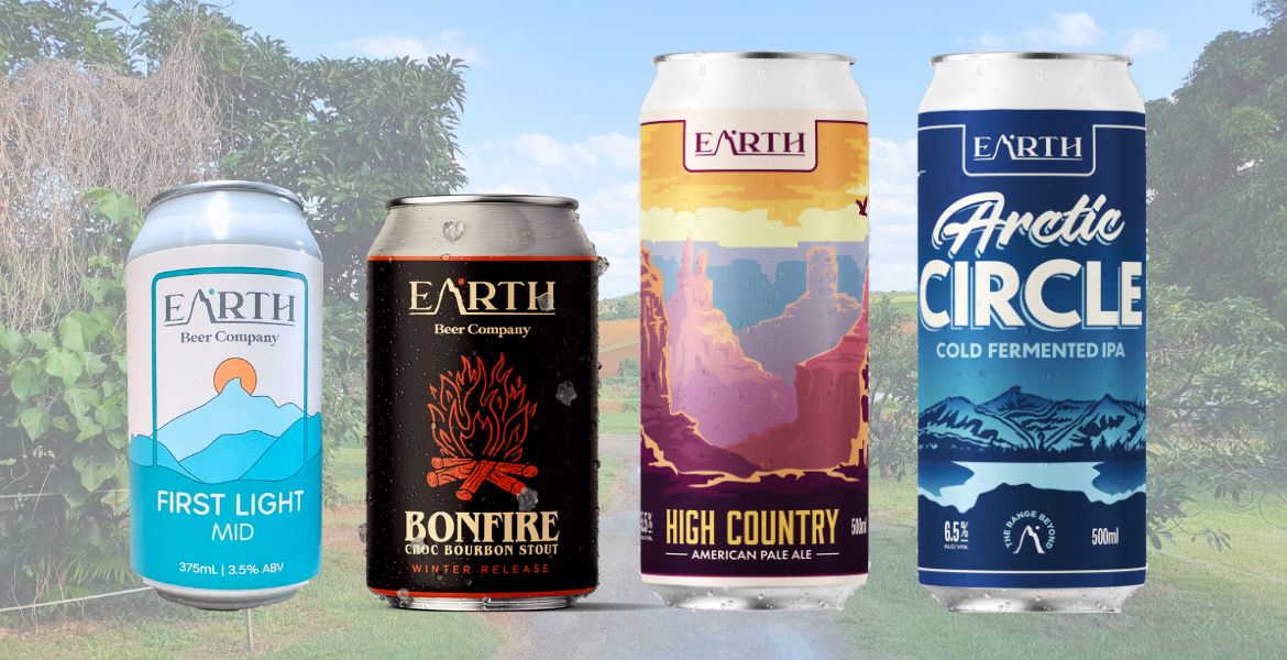 Earth Beer Bonfire Choc Bourbon Stout, High Country APA & Arctic Circle ...