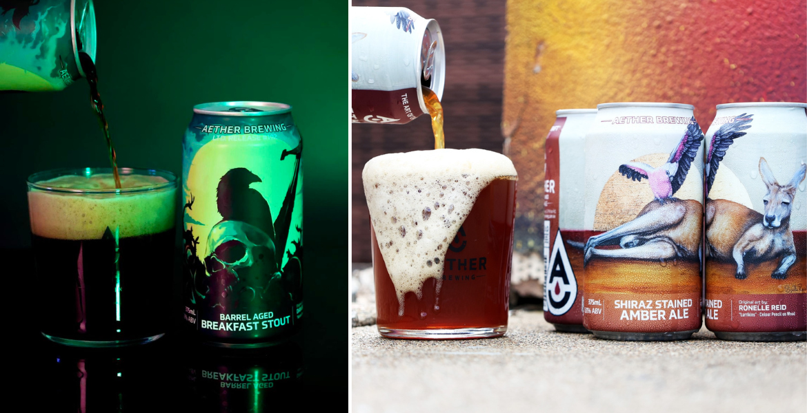 Aether Brewing Barrel Aged Breakfast Stout & Shiraz Stained Amber Ale ...