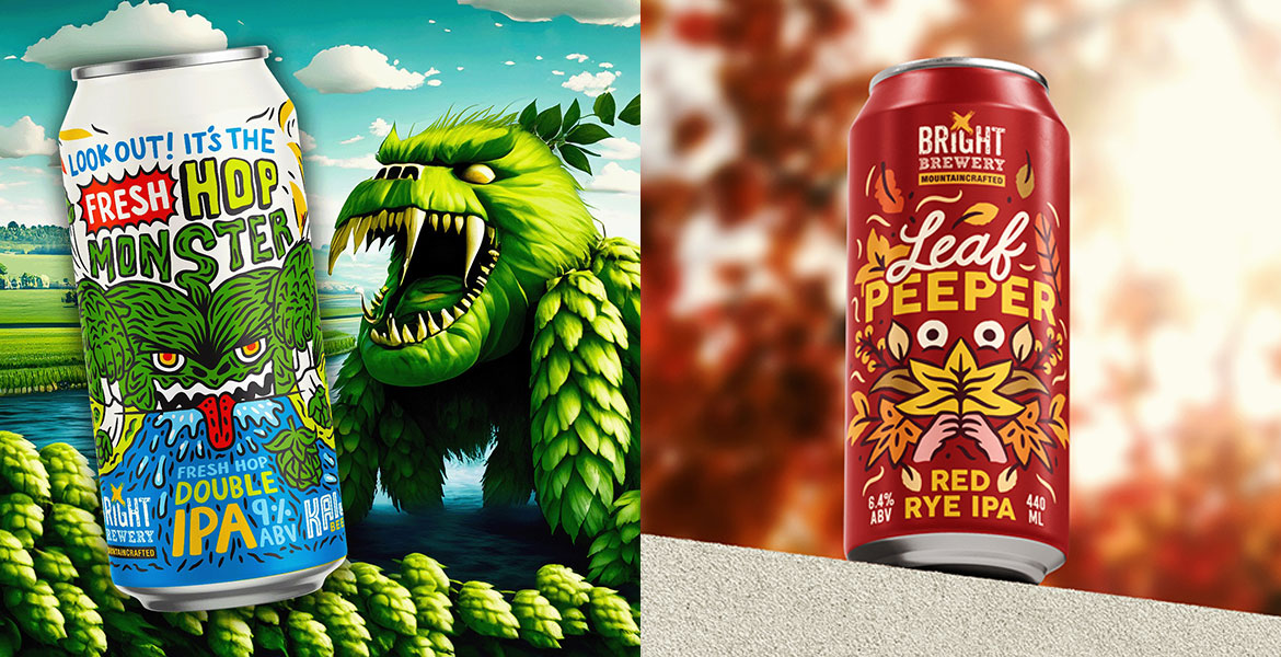 Bright Brewery Fresh Hop Monster (with KAIJU!) & Leaf Peeper - The ...