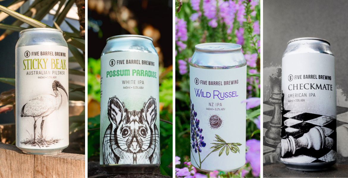 Five Barrel Sticky Beak Australian Pilsner & Possum Paradise, Wild ...